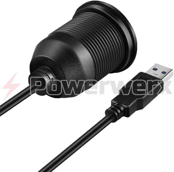Powerwerx Panel Mount Single USB 3.0 Male to Female with 6 ft ...